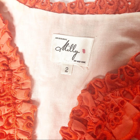 Milly | Dresses | Milly Orange Flower Eyelet Long Sleeve Dress 2 | Poshmark
